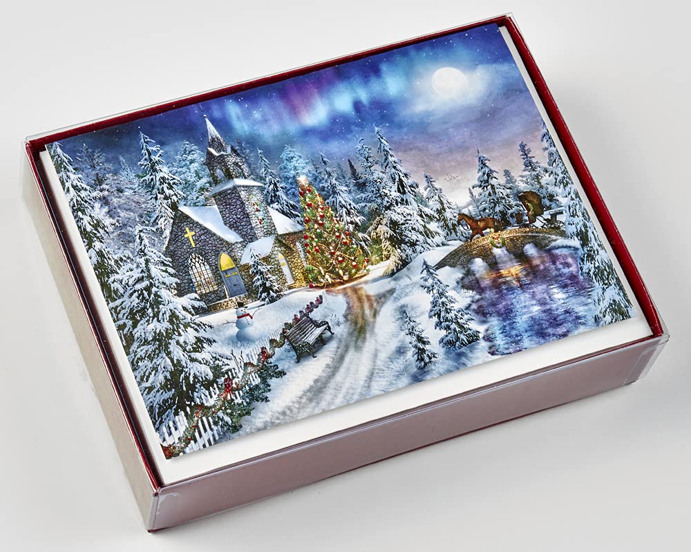 Peace on Earth Christmas Cards - Box of 15 Cards & 16 Foil Lined Envelopes