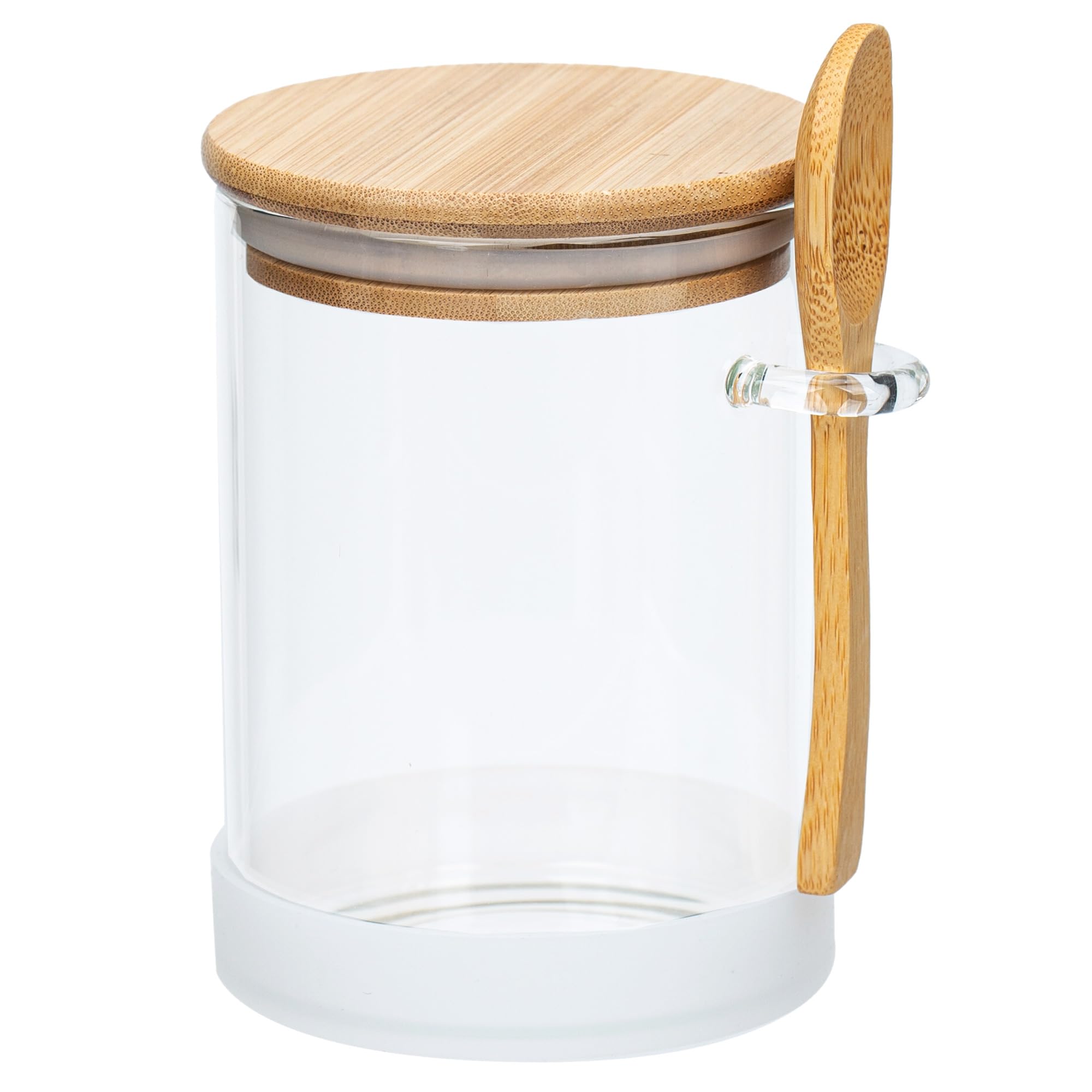 2 Pcs 18.5Oz,Glass Jar Containers with Bamboo Airtight Lid & Spoon,Stackable Glass Food Storage Canisters Set Kitchen Organization Jars for Candy Spice Sugar Coffee Nuts(2)