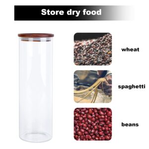 Vensp Tall Borosilicate Glass Food Storage Jar for Spaghetti,Spaghetti Container(63 Floz), Noodle Holder Storage Sealed Container with Wooden Lid,Airtight Clear Glass Kitchen Canister Wood Lid