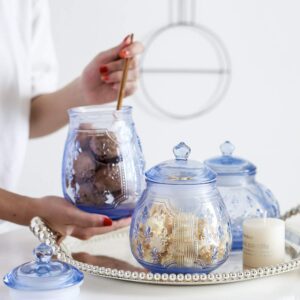 G Glass Cookie and Candy Jars With Airtight Lids For Food Storage, Household (Blue, MD 4.3 in *H 7.2 in)