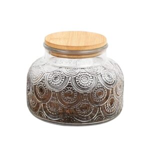 vintage glass jar, airtight storage jar with bamboo lid, 25.4 fl oz glass food storage containers, decorative glass jar for candy coffee tea nuts, sugar containers