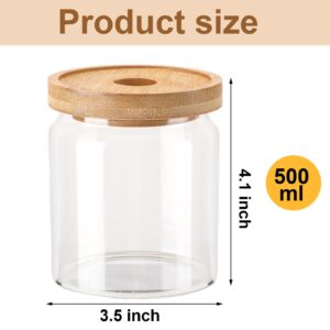 Yaomiao 9 Pcs Airtight Glass Jars with Bamboo Lids 16 oz Food Storage Jars Clear Kitchen Containers Borosilicate Glass Canisters for Coffee Beans Sugar Candy, and More