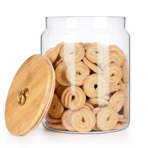 totexil large glass jars, 1 gallon thicken glass food storage jars with bamboo lids, airtight glass canisters with mental handle, kitchen storage containers for cookie, flour, rice, coffee beans,nuts