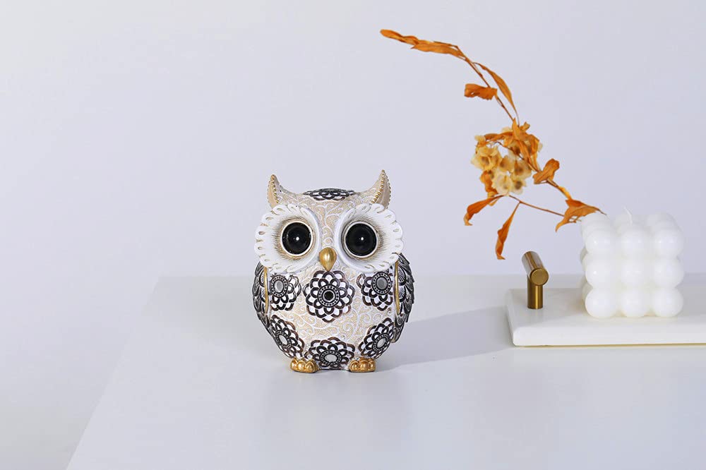 FAMICOZY Adorable Owl Figurine,Big Eyes Cute Owl Statue,Shelf Accents for Home Office Decor and Owl Lovers