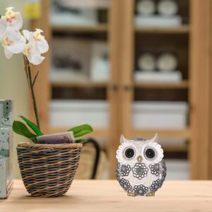 FAMICOZY Adorable Owl Figurine,Big Eyes Cute Owl Statue,Shelf Accents for Home Office Decor and Owl Lovers