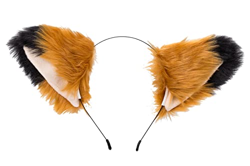 YXCFEWD Fox Ears and Tail Set for Kids Fluffy Fox Tail Cosplay Party Costume Fox Tail Keychain Halloween(Flame ears/tail)