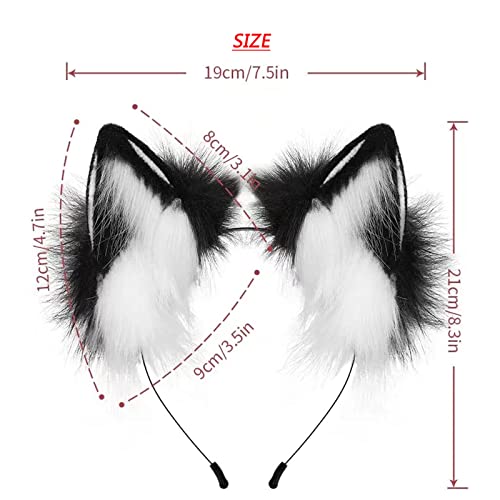 Valpeak Fox Ears and Tail Therian Tail Gear Wolf Ears for Kids Fluffy Therian Stuff Fox Costume for Girls Over 1 Years Old(ExpEar-Brown)