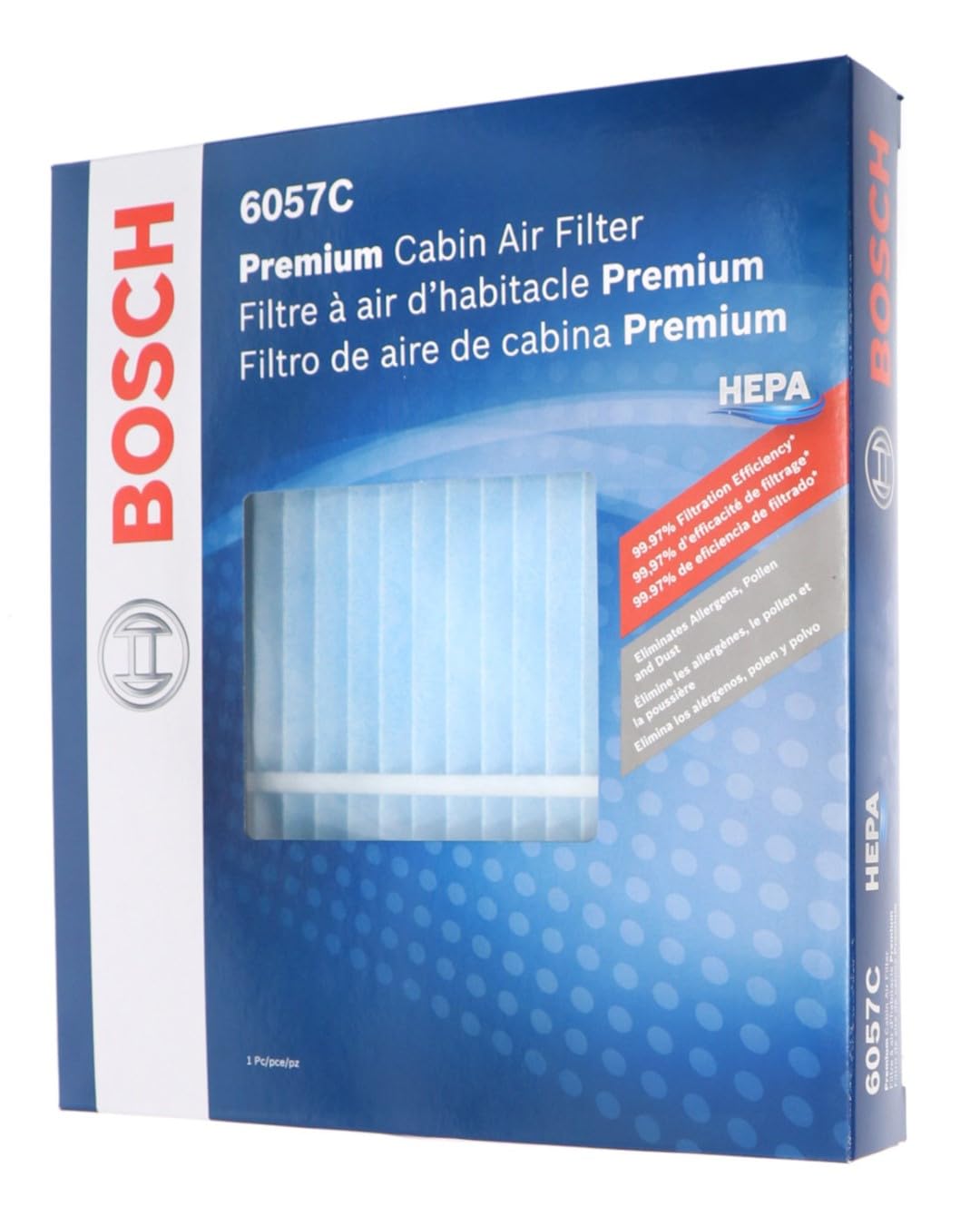 BOSCH 6057C HEPA Cabin Air Filter - Compatible With Select Chevrolet Captiva, Equinox, GMC Terrain, Hyundai Azera, Santa Fe Sport/XL, Sonata, Kia Cadenza, Optima, Sedona, Saturn Vue (Pack of 1)