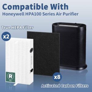 HPA100 Replacement Filters for Honeywell HPA100 HRF-ARVP100 Series Air Purifier HPA094, HPA100, HPA104, HPA105, HPA3100 and HPA5100, 2 HEPA R Replacement Filters and 8 A Carbon Pre-Cut Pre-Filters