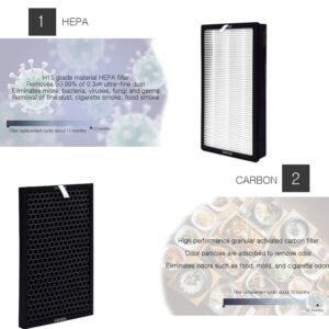 Coway Airmega 150 Air Purifier Replacement Filter 1 Year Set, WHITE HEPA and Carbon Filter, AP-1019C-FP/AP-1019E