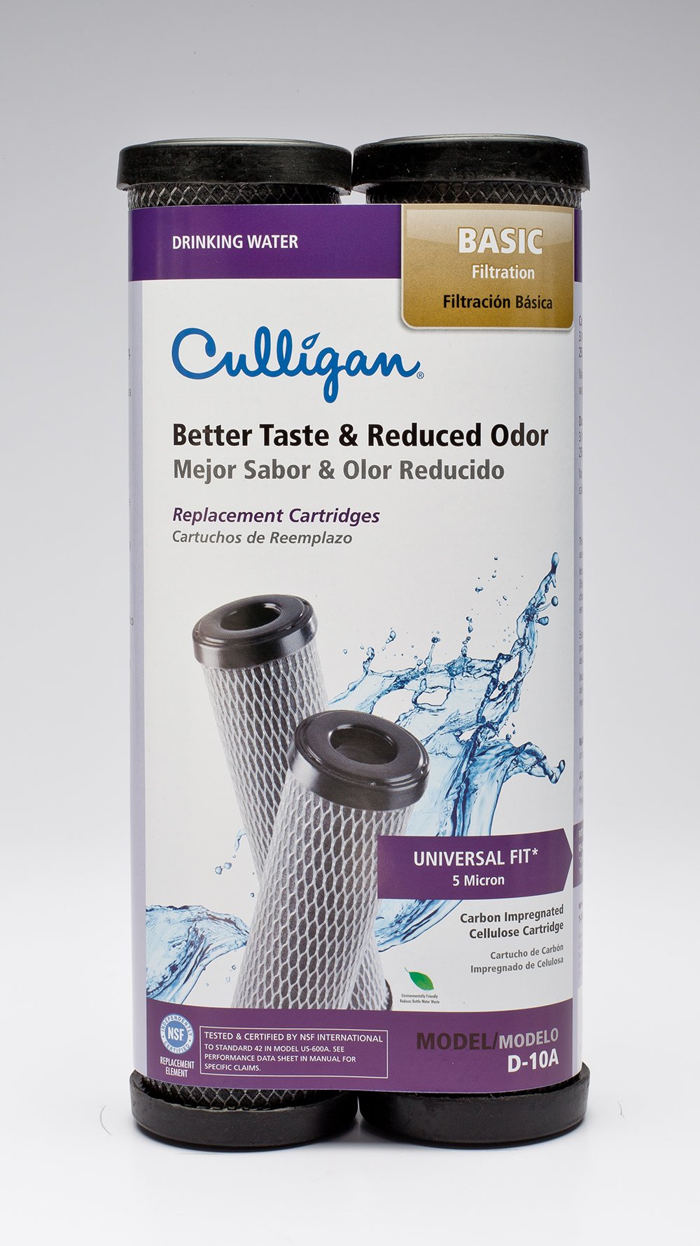 Culligan D-10A 2PK Carb Filtration Replacement Cartridge, 2 Count (Pack of 2), Gray