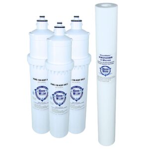 kleenwater replacement set for coldrink 3-mc2 triple (ev9328-03) with three ev9612-56 fountain soda/beverage water filter cartridges and one ec210 ev9634-26 sediment cartridge, made in usa