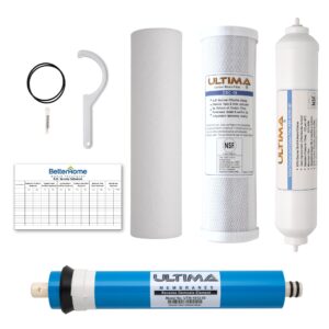 ultima 4-stage reverse osmosis universal under sink water filter replacement cartidges with 50 gpd reverse-osmosis membrane and 1 quick connect post filter