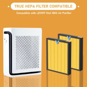 Vital 100S Pet Allergy Filter Replacement Compatible with LEVOIT Vital 100S Air Puri-fier, 3-in-1 True HEPA, Activated Carbon Filter, Vital 100S-RF-PA (LRF-V102-YUS) 2 Pack