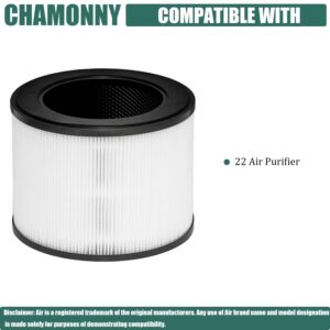 CHAMONNY MA-22 True HEPA Replacement Filter, Compatible with MA Series MA-22 Air Purifier, 3-in-1 H13 True HEPA Filter and Activated Carbon Filter, 2 Pack