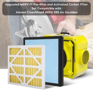 Upgraded 5 Pack MERV-11 Filter and 2 Pack HEPA& Activated Carbon Filter Replacement Set Compatible with AlorAir CleanShield HEPA 550 Air Scrubber (Pack of 7)