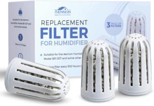 fits most ultrasonic humidifier replacement filters for home, cool mist demineralization cartridges, ceramic filter stone material, 3 pack, 6 months each - aennon