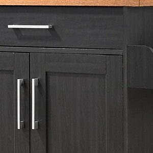 Hodedah Kitchen Island with Spice Rack, Towel Rack & Drawer, Black with Beech Top