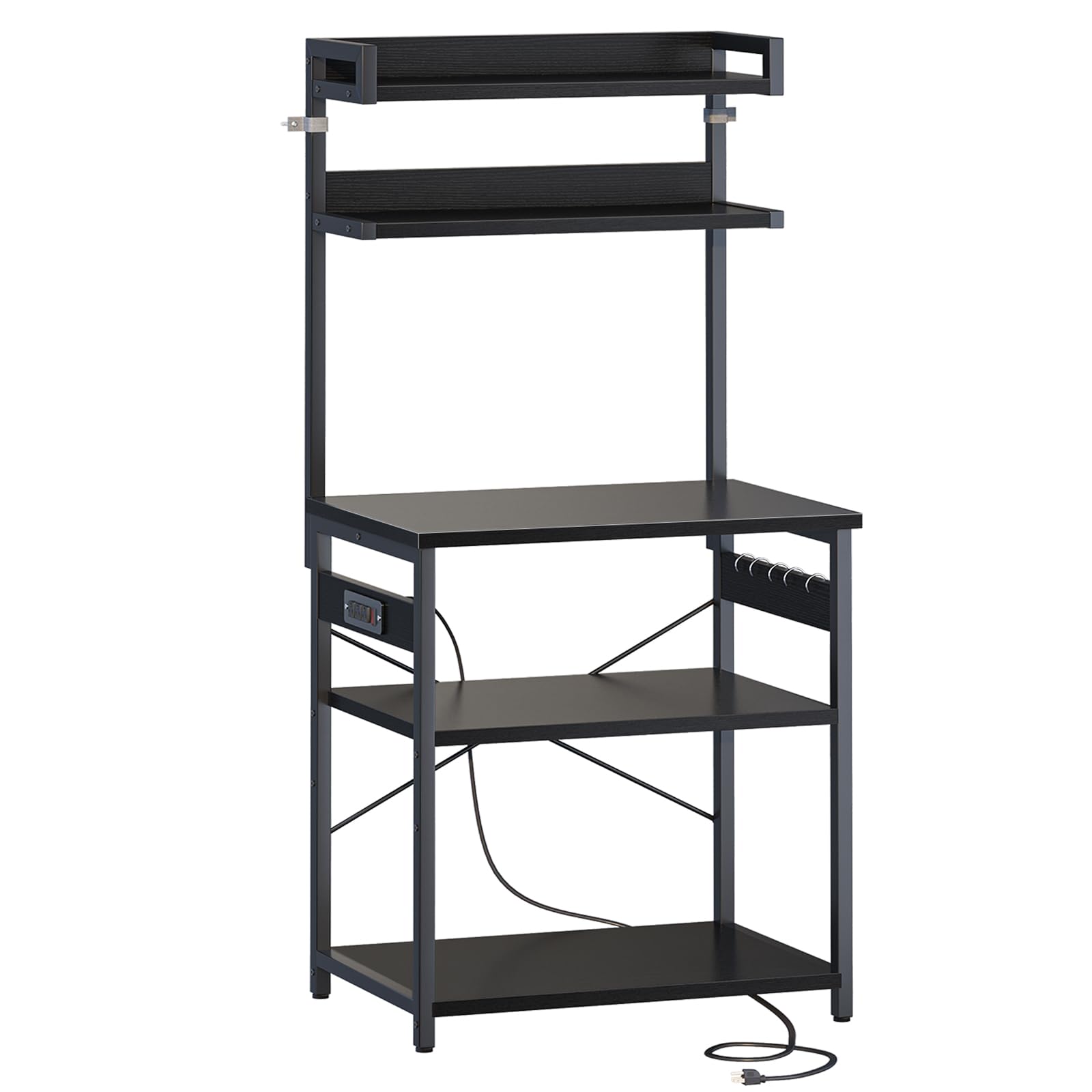 ODK Bakers Rack with Power Outlet, Coffee Bar with Storage 5-Tiers, Microwave Stand Kitchen rack 16.5 * 23.6 * 59 inches, Kitchen Shelf, Black