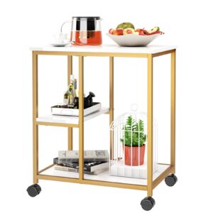 sogeshome gold bar cart, utility bar serving cart kitchen island rolling cart on wheels with shelves for living room, office, coffee