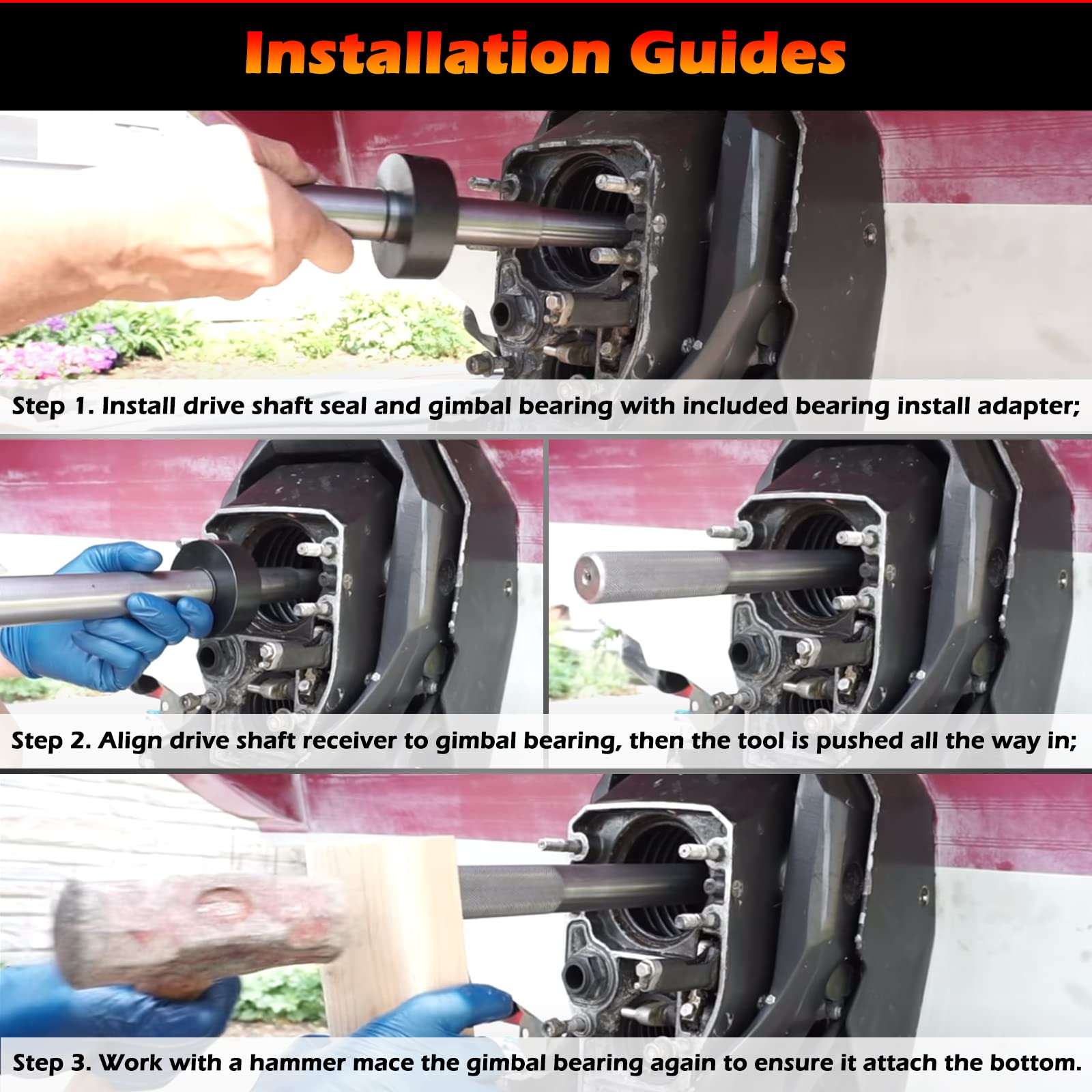 Gimbal Bearing Alignment and Install Kit, Heavy Duty Engine Alignment Tools Set Fits for Mercruiser Alpha 1 Bravo Volvo OMC MR Cobra