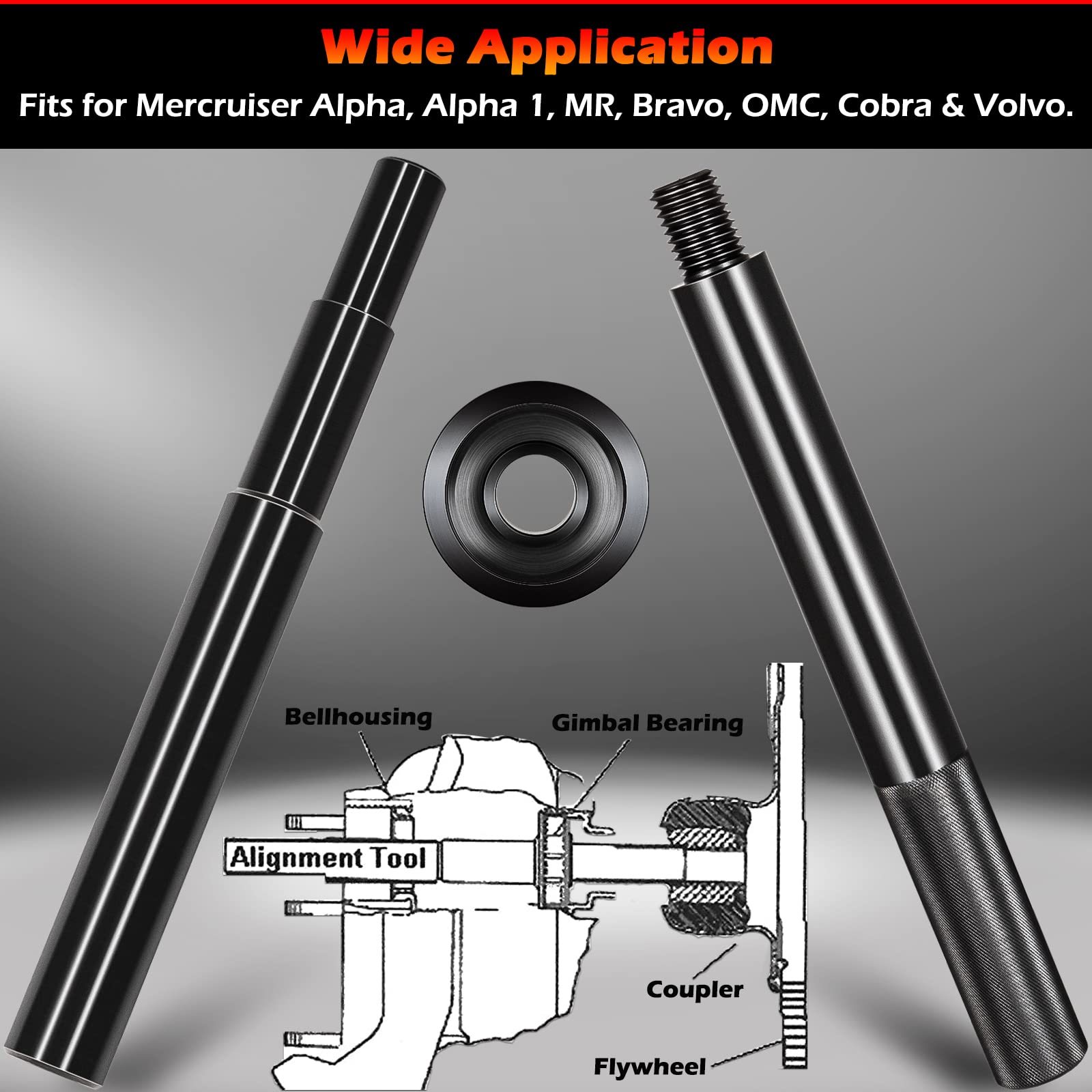 Gimbal Bearing Alignment and Install Kit, Heavy Duty Engine Alignment Tools Set Fits for Mercruiser Alpha 1 Bravo Volvo OMC MR Cobra