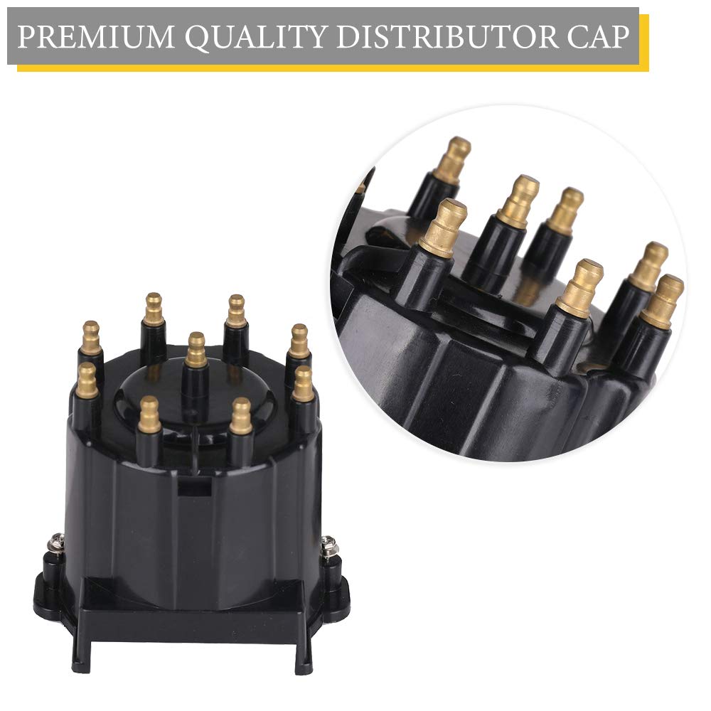 Distributor Cap and Ignition Rotor Kit Compatible with 5.0L, 5.7L, 350 V-8 MerCruiser Engines Made by General Motors with Delco HEI Ignition - Replaces 808483Q1, 18-5281 GM V8 Tune-up Kit