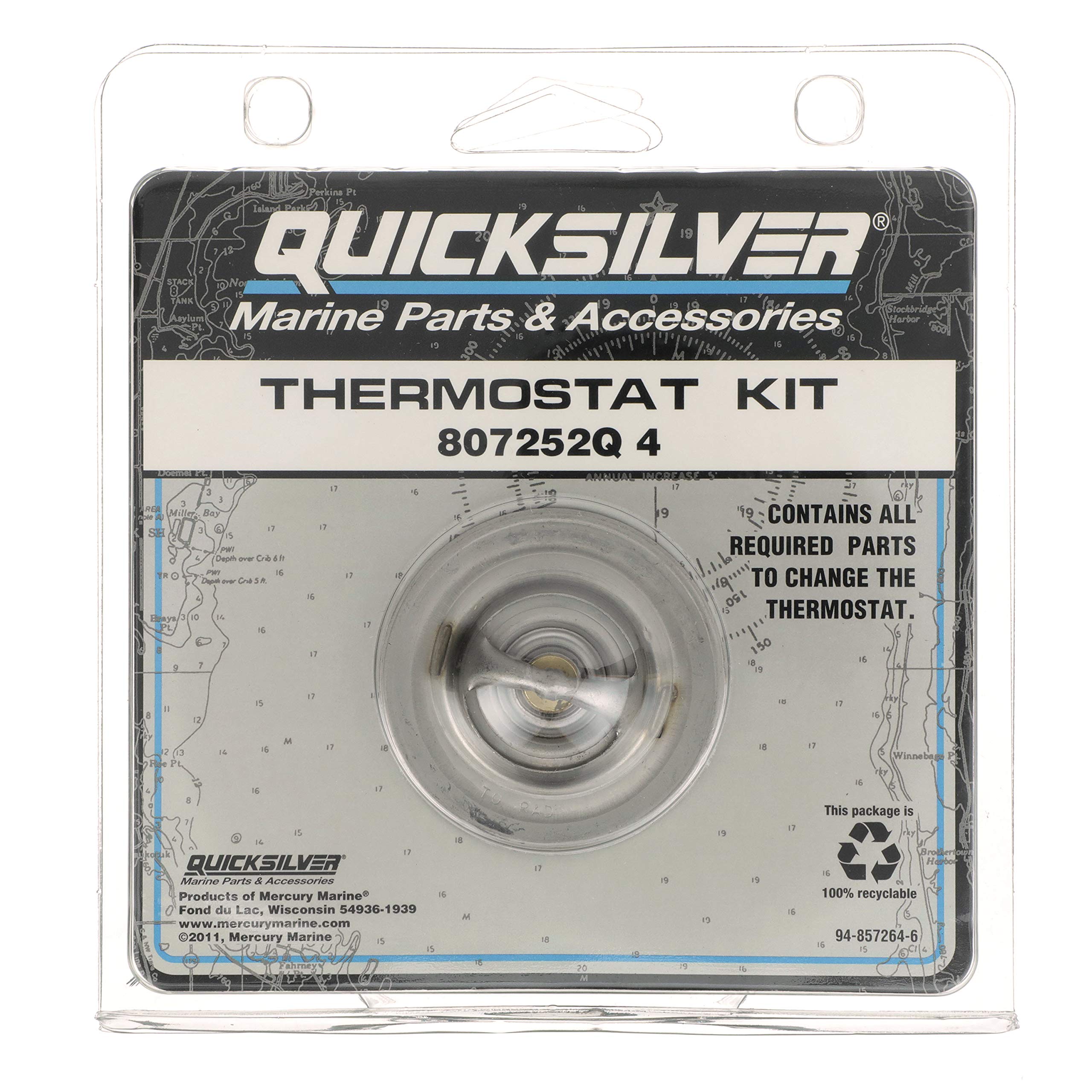 Quicksilver 807252Q4 Replacement Thermostat for V-6 and V-8 MerCruiser Engines 1983-2016