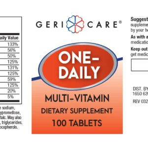 GeriCare One-Daily Multi-Vitamin Tablets Dietary Suplement 100 Count (Pack of 1)