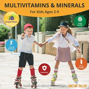 NuBest Doctor Taller Kids - Kids Multivitamins, Toddler Vitamins - Support Healthy, Immunity and Bone Strength for Ages 2 to 9 - Grape Flavor - 60 Vegan Chewable Tablets | 1 Month Supply