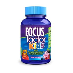 focus factor kids complete daily chewable vitamins: multivitamin & neuro nutrient (brain function) w/vitamin b12, c, d3-60 count