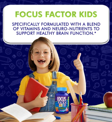 Focus Factor Kids Complete Daily Chewable Vitamins: Multivitamin & Neuro Nutrient (Brain Function) w/Vitamin B12, C, D3-60 Count