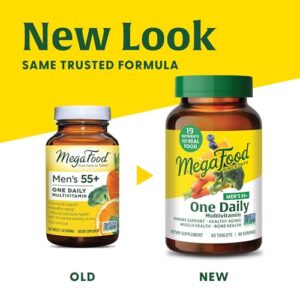 MegaFood Men's 55+ One Daily - Multivitamin for Men with Vitamin B12, Vitamin C, Vitamin D & Zinc - Optimal Aging & Immune Support Supplement - Vegetarian - Made without 9 Food Allergens - 120 Tabs