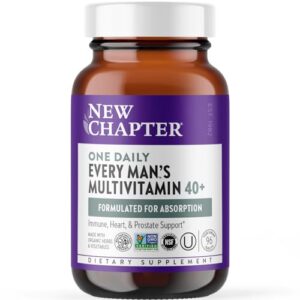 new chapter men's multivitamin 40 plus for energy, heart, prostate + immune support with fermented nutrients - every man's one daily 40+, made with organic vegetables & herbs, non-gmo - 96 ct