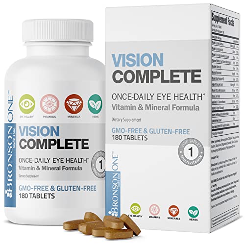 Bronson ONE Daily Vision Complete Eye Health Support Multivitamin Multimineral Supplement Formula, 180 Tablets