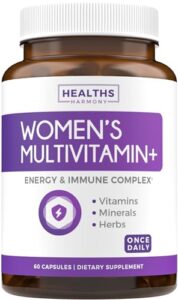 multivitamin for women (non-gmo) daily womens multivitamin + multi mineral for energy boost, antioxidants, hair & eye health - with biotin, zinc, magnesium and lutein - vitamins & herbs - 60 capsules