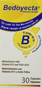 bedoyecta multivitamin contains iron, folic acid, vitamin c, b1, b2, b9, and b12, 30 count