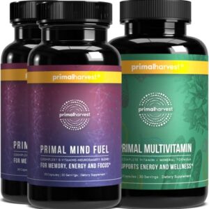 primal harvest primal mind fuel & multivitamin supplements for women and men multi vitamin capsules and mind fuel brain booster pills bundle