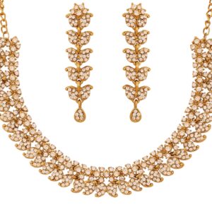 Touchstone Indian jewelry sets for women wedding necklace set gold statement jewellery choker bollywood rhinestone earrings costume formal simple guest evening joyeria in antique gold tone paisley