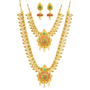 efulgenz indian bridal jewelry sets for women gold tone traditional indian bollywood bridal wedding set of choker collar princess necklaces dangle earrings jewellery