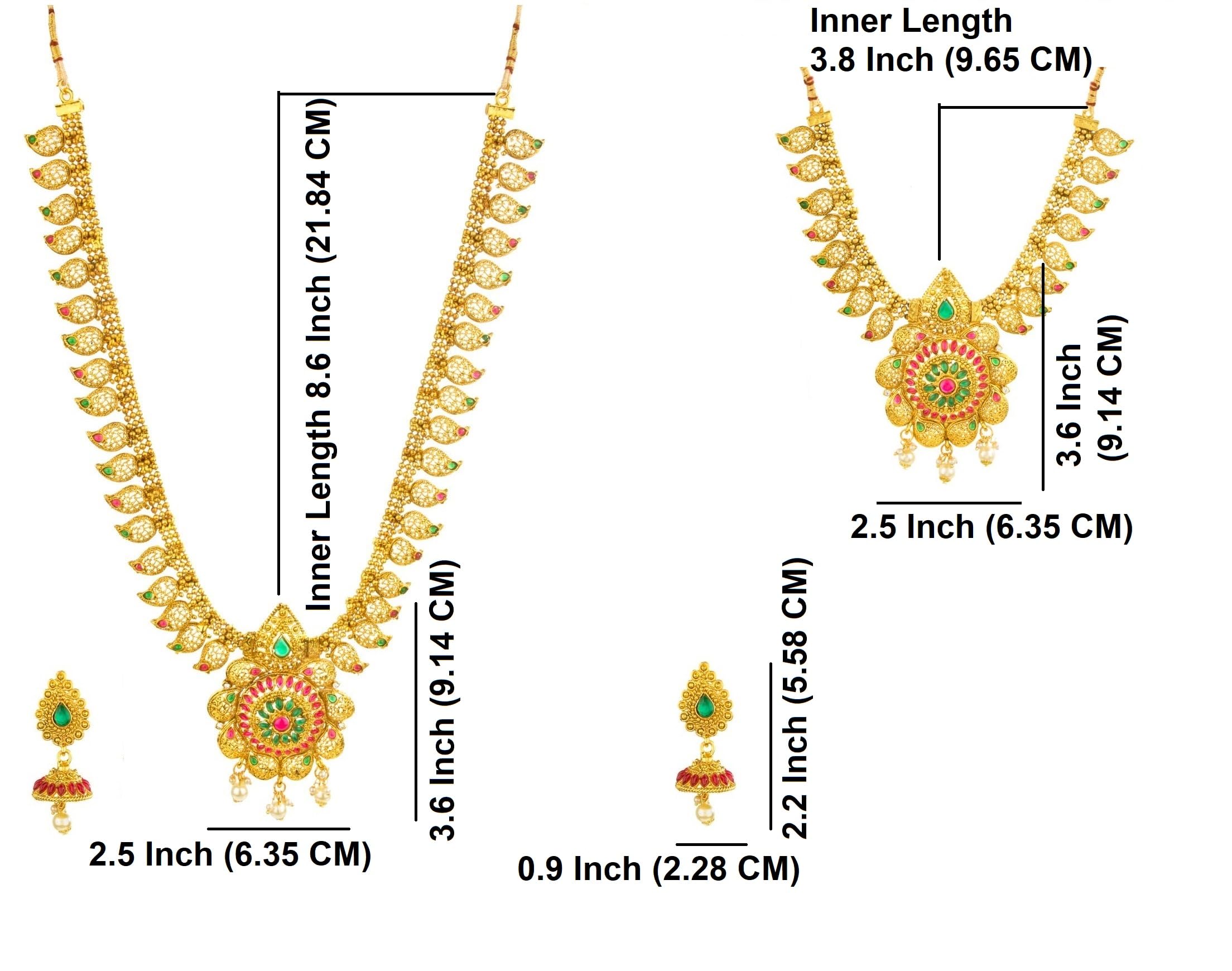 Efulgenz Indian Bridal Jewelry Sets for Women Gold Tone Traditional Indian Bollywood Bridal Wedding Set Of Choker Collar Princess Necklaces Dangle Earrings Jewellery