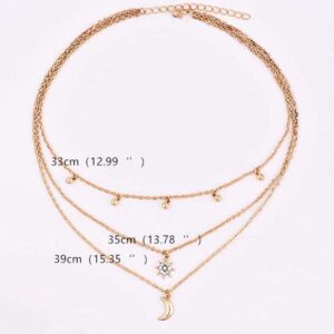 BERYUAN Women Simple Choker Moon Star Choker Necklace Pendant Necklace Trendy Necklace for Women (GOLD)