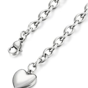 Jstyle Jewelry Women's Heart Charm Bracelets Stainless Steel Link Bracelet Birthday Gifts for Women Jewelry