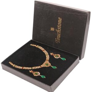 Touchstone Indian jewelry sets for women necklace set red green wedding artificial jewellery kundan gold earrings choker temple costume bollywood traditional sangeet necklaces in antique gold tone