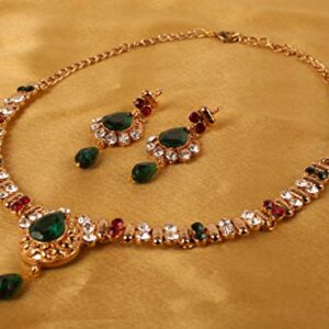 Touchstone Indian jewelry sets for women necklace set red green wedding artificial jewellery kundan gold earrings choker temple costume bollywood traditional sangeet necklaces in antique gold tone