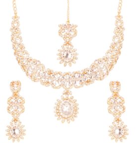 touchstone indian bollywood bollywood silver screen desire traditional illustrious filigree sparkling rhinestones charming look designer jewelry hasli necklace set in gold tone for women