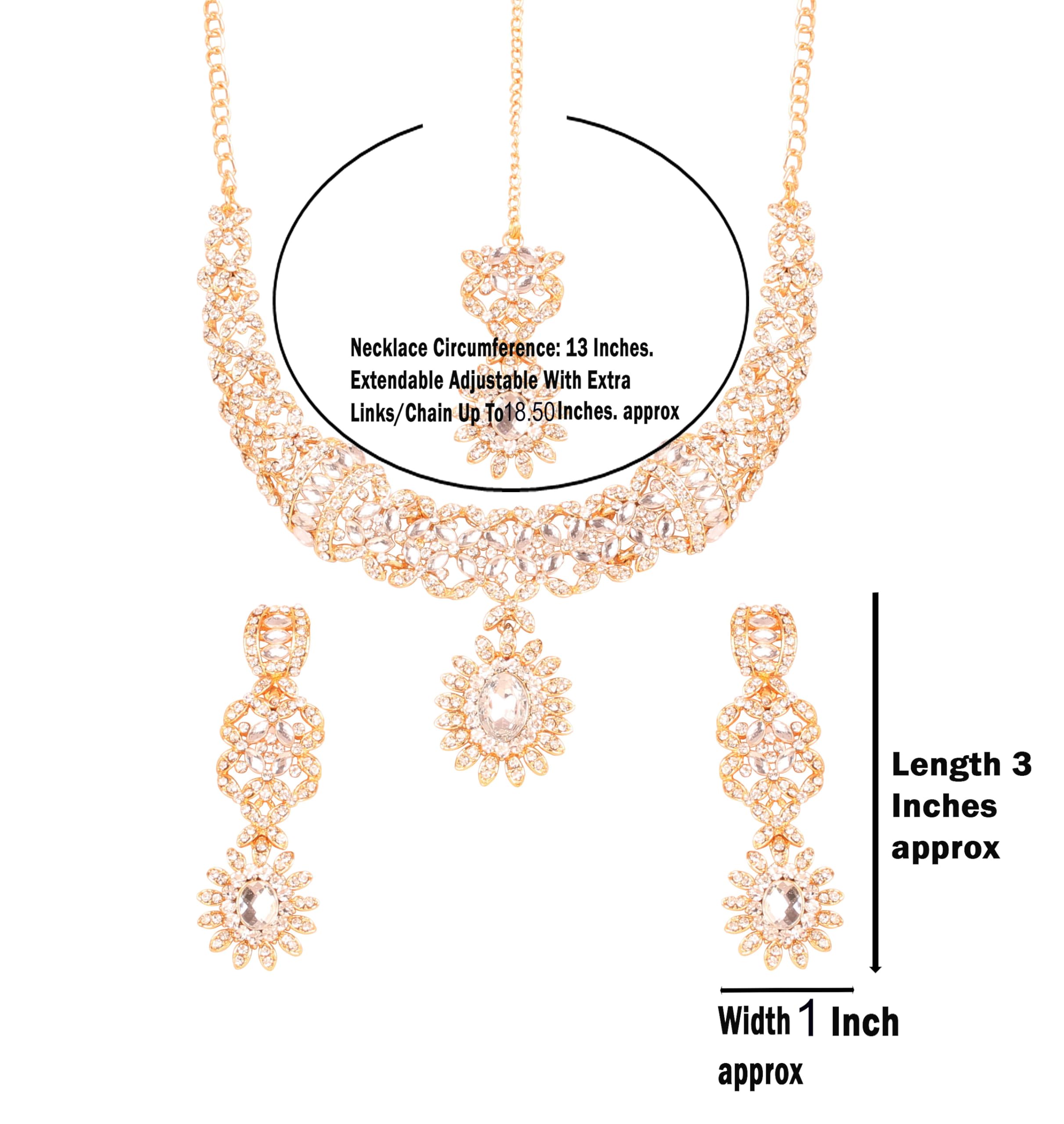 Touchstone Indian Bollywood Bollywood Silver Screen Desire Traditional Illustrious Filigree Sparkling Rhinestones Charming Look Designer Jewelry Hasli Necklace Set In Gold Tone For Women