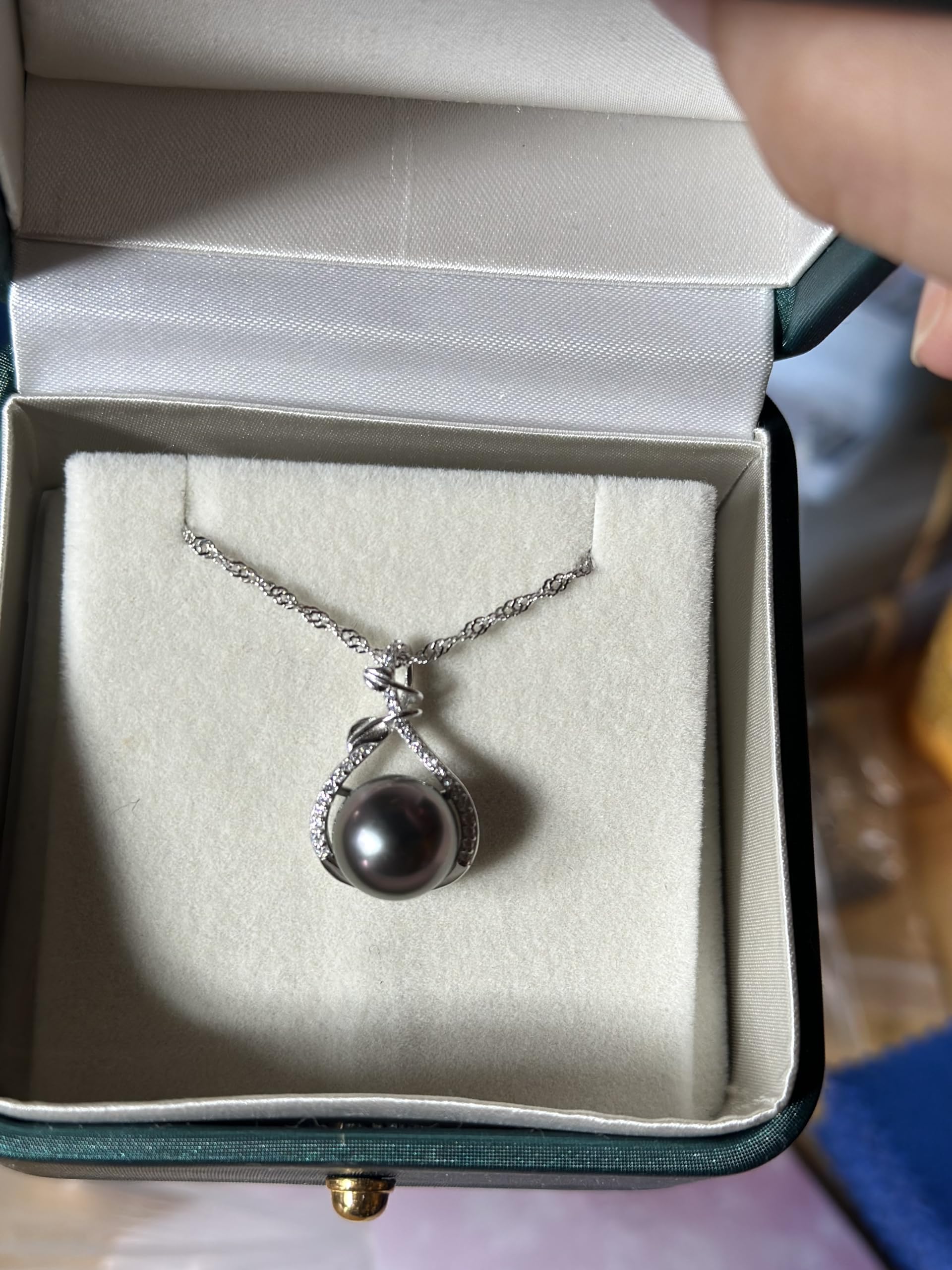 NONNYL Tahitian Black Pearl Necklace, Mothers Day Gifts for mom Wife women Girlfriend Her on Valentines Day gifts for her gifts Anniversary Christmas day gifts Birthday day Gifts Jewelry for Women