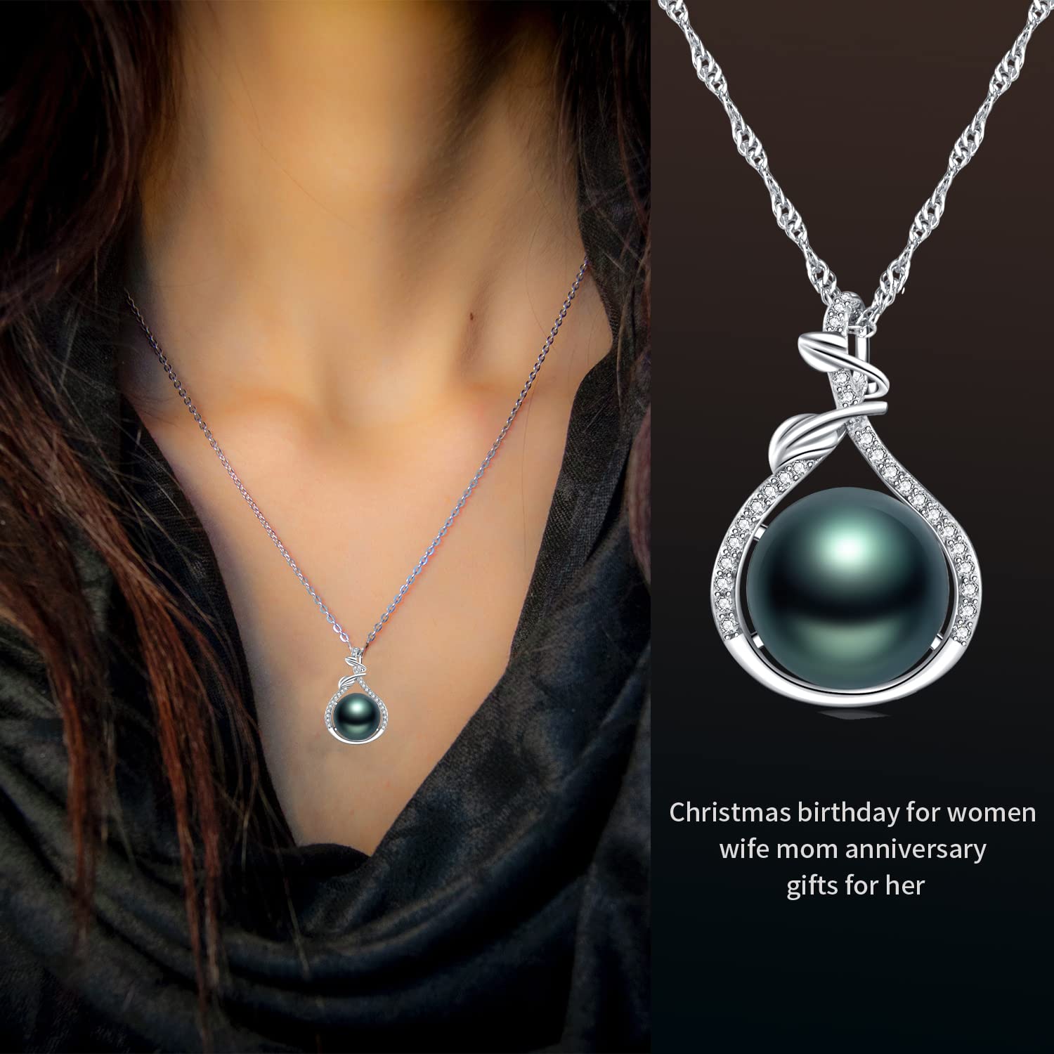 NONNYL Tahitian Black Pearl Necklace, Mothers Day Gifts for mom Wife women Girlfriend Her on Valentines Day gifts for her gifts Anniversary Christmas day gifts Birthday day Gifts Jewelry for Women