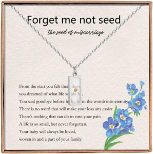 haoze miscarriage gifts for mothers forget me not seed necklace baby loss grief sympathy gift child loss memorial gifts jewelry (miscarriage necklace-rectangle-silver)